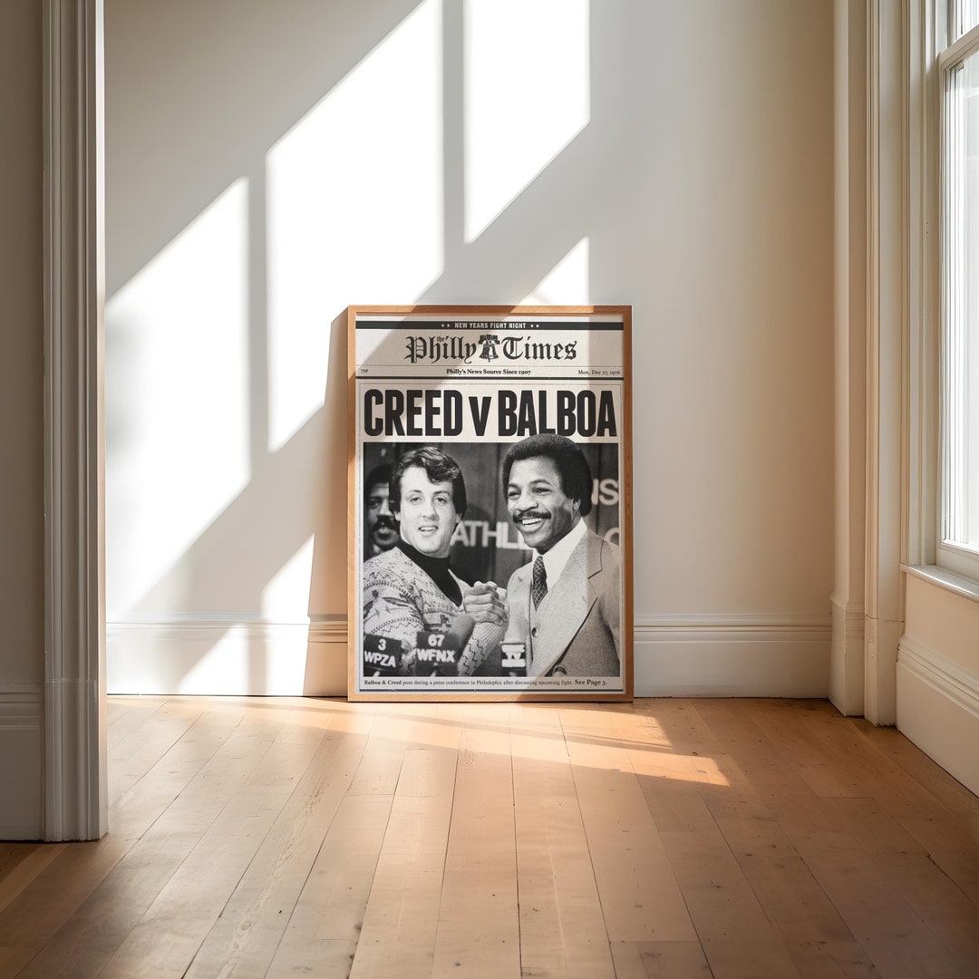 Rocky Vs Creed Vintage Wooden Framed Poster, Boxing Motivational High ...