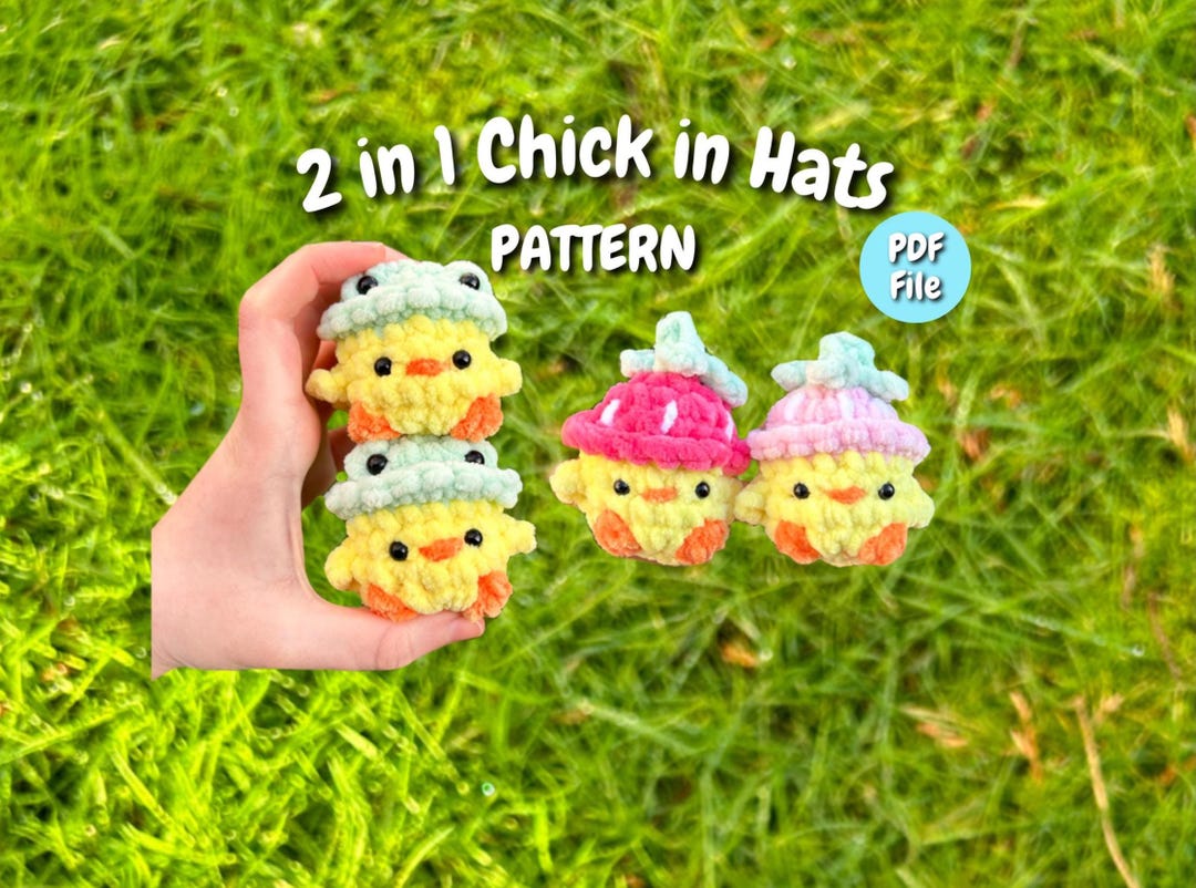 2 in 1 Chick in Hats Crochet PATTERN - Etsy