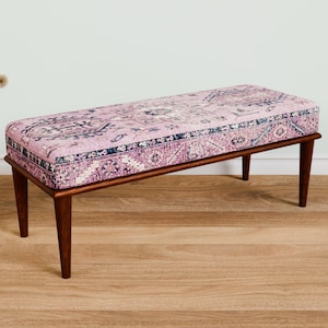 Purple-pink Upholstered Bench, Staricases Bench, Boho Bench, Shoe Bench ...