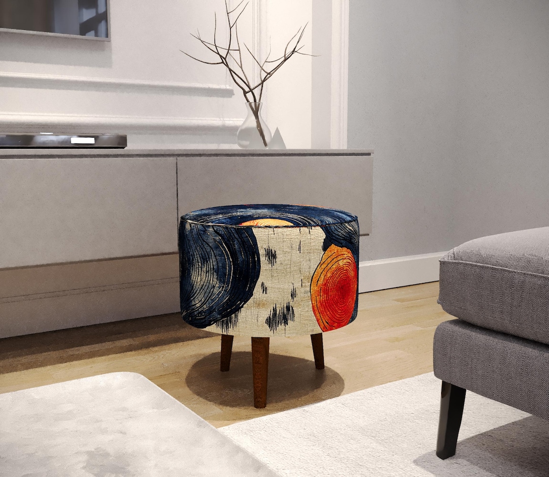 Elegant Pouf Stool, Round Side Table, Entryway Organizer, Luxury Home ...