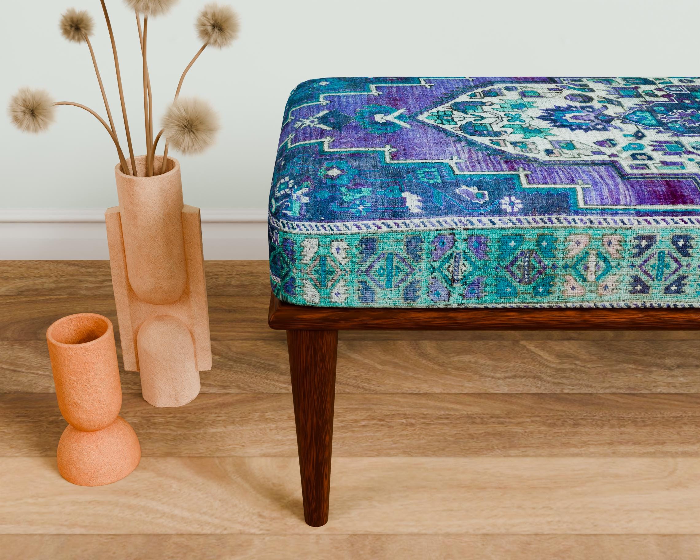 Purple-green Color Bench, Accent Bench, Boho Chic Bench, Stair Cases ...