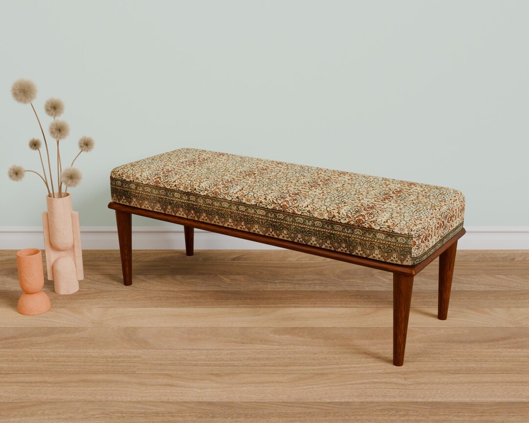 Accent Pouffe, Footrest for Bedroom, Handmade Ottoman Bench, Extra ...