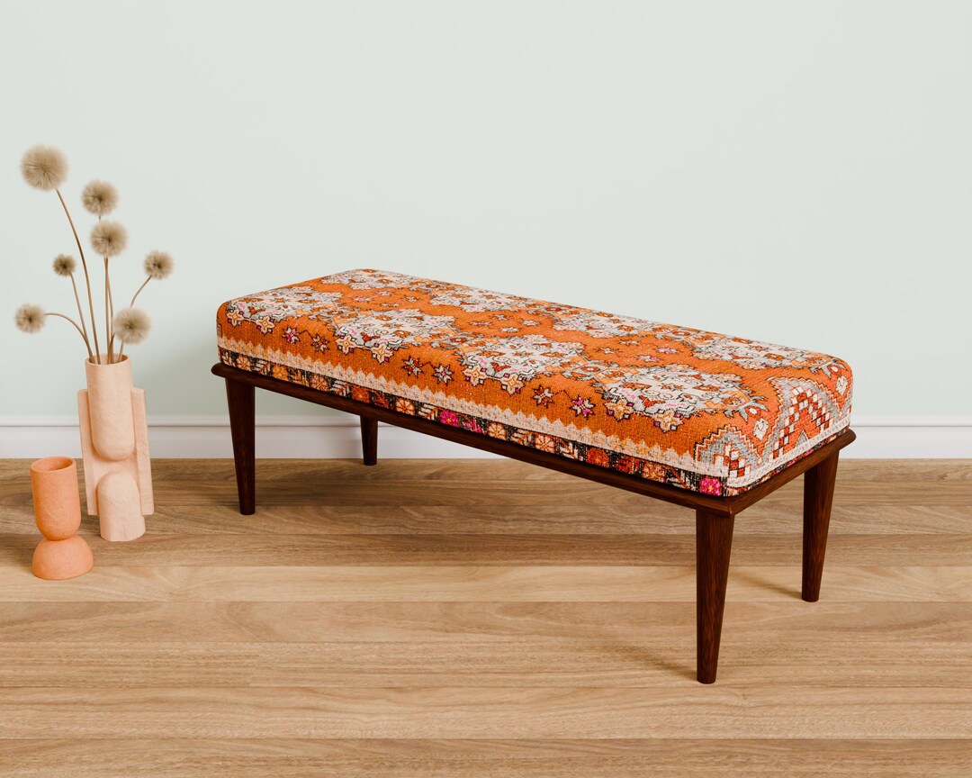 Handmade Bench, Upholstered Bench, Vintage Style Bench, Bed Bench ...
