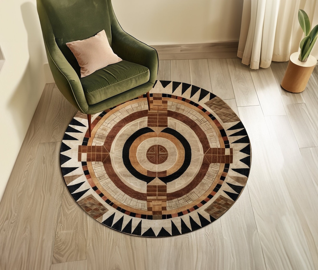 Contemporary Rug, Brown Round Rug, Scandinavian Rug, Rustic Decor Rug ...