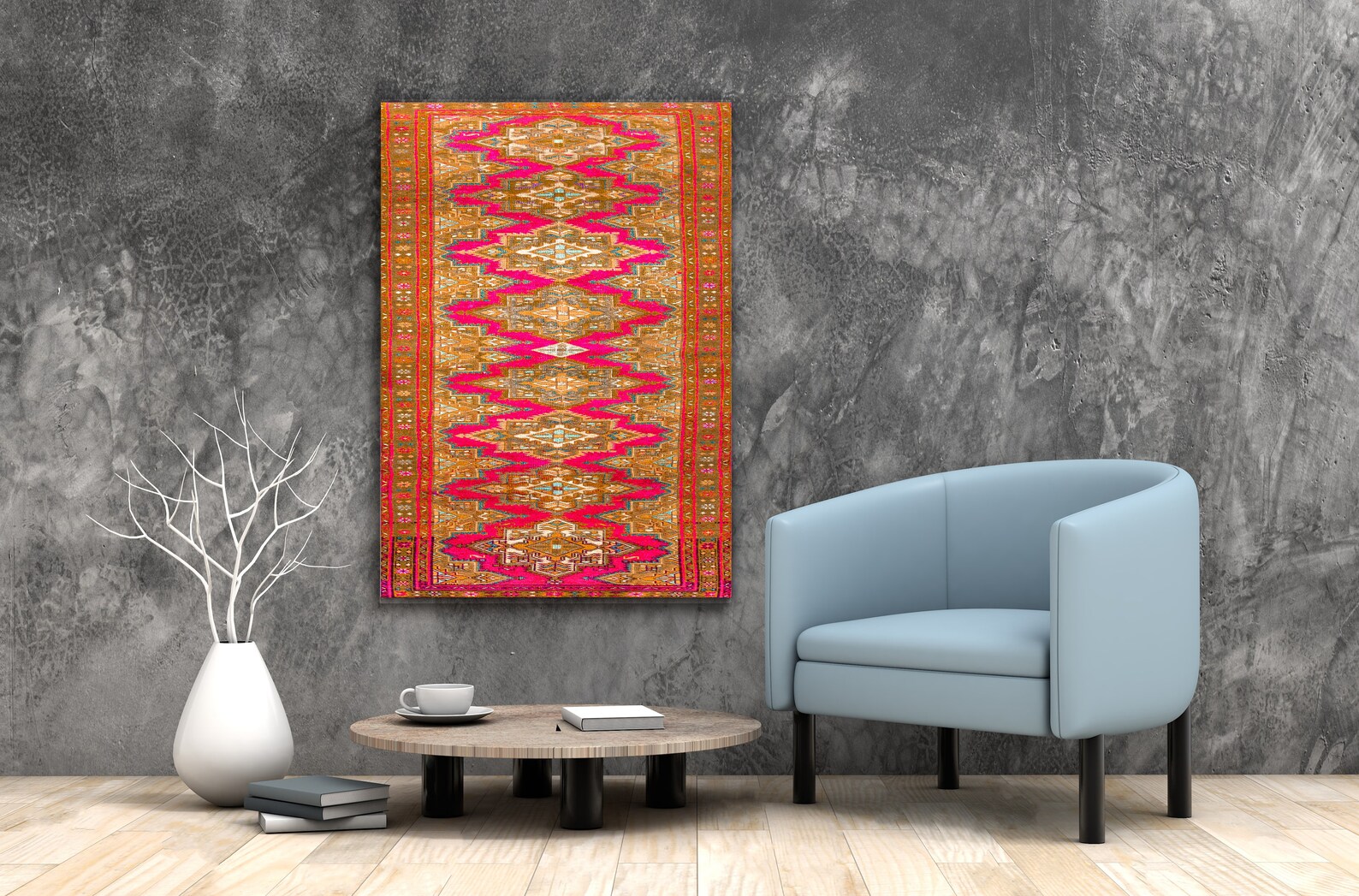 Canvas Art Print, Kilim Pattern Canvas, Textured Wall Art, Bedroom ...