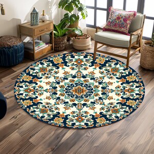 Rug With Flowers, Circular Area Rug, Bohemian Rug, Spring Vibes ...