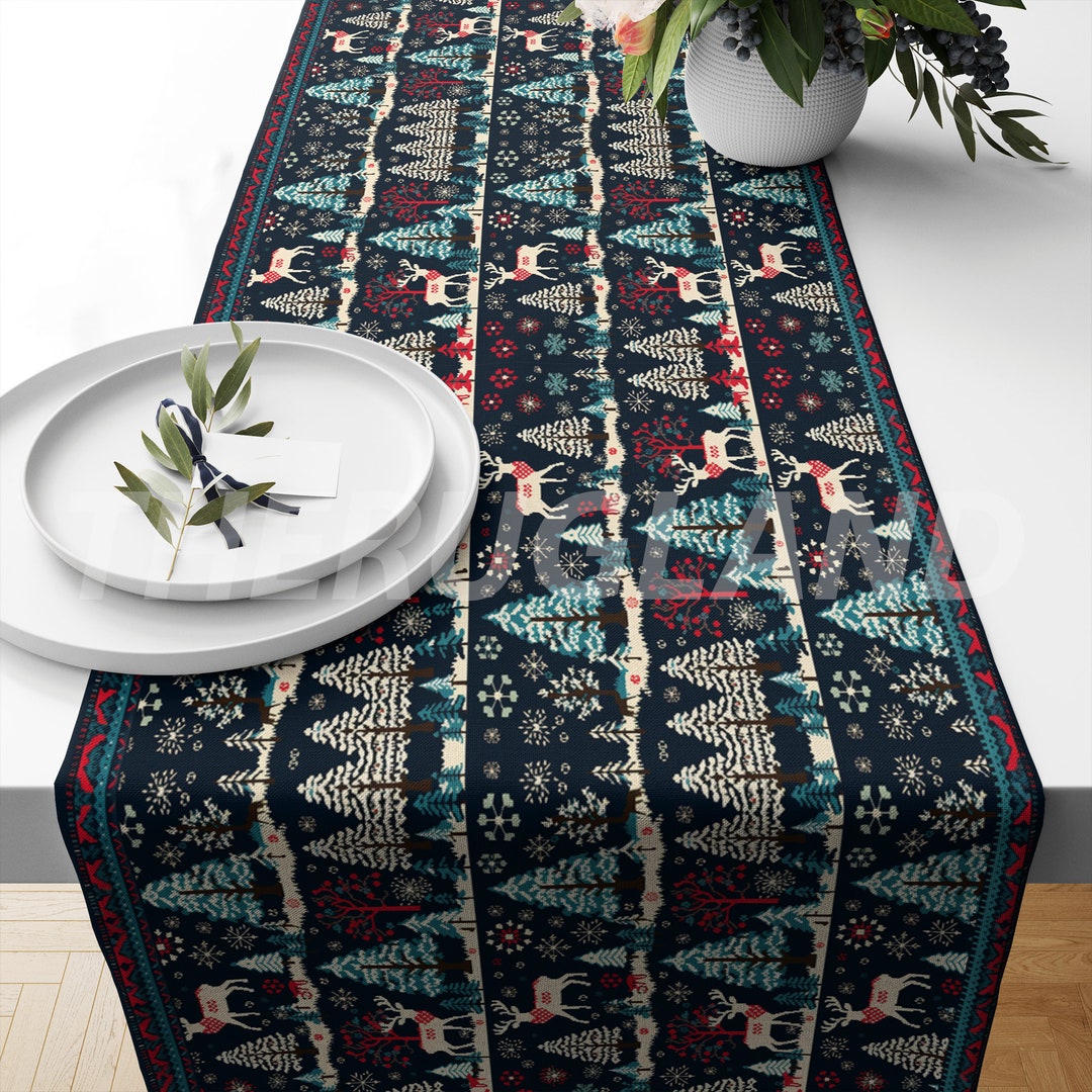 Christmas Nativity Table Runner, Antreroom Decor Mats, Sparkling ...