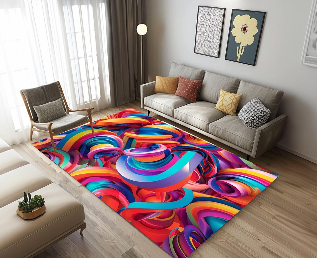 Illusion Rug, 3D Print Rug, Multicolor Rug, Play Room Rug, Corridor Rug ...