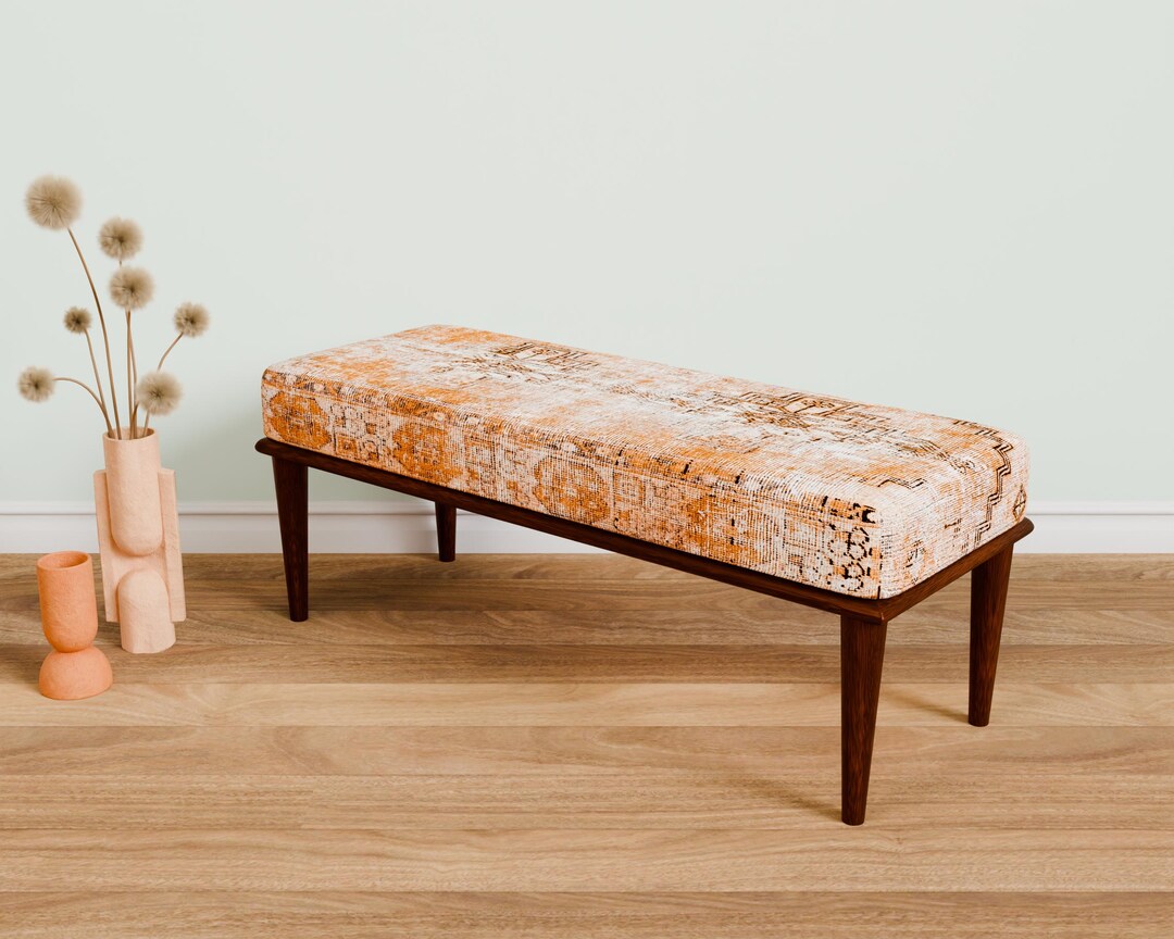 Orange Design Bench, Retro Bench, Farmhouse Bench, Livingroom Bench ...