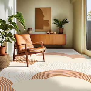 Rugs for Bedroom, Superior Rug, Curve Lines Rug, Abstract Area Rug ...