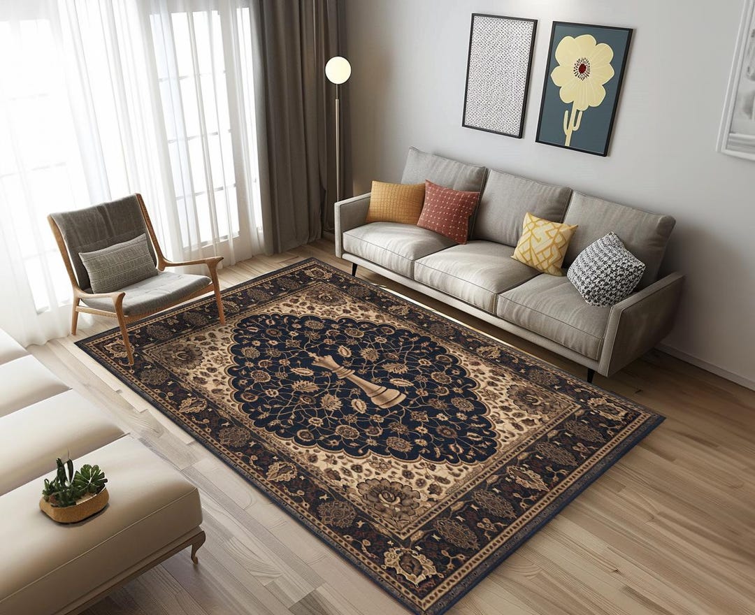 Dark Color Rug, Soft Textured Rug, Artistic Rug, New Home Gift, Foyer ...