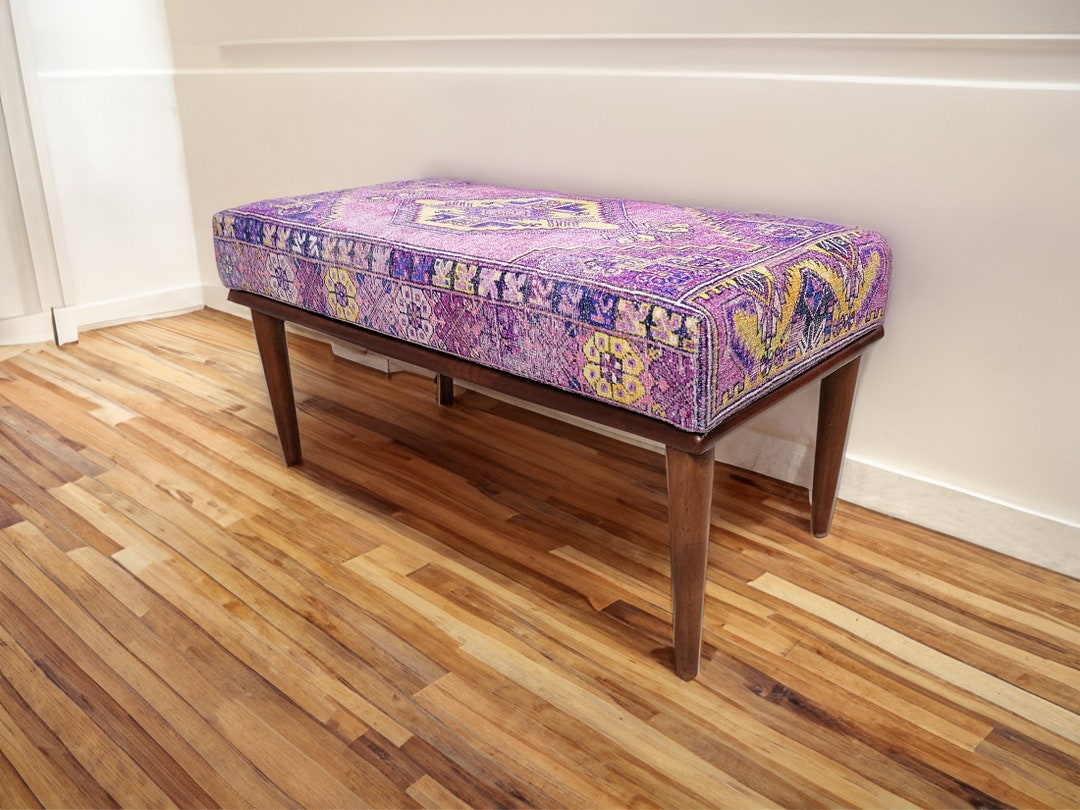 Violent Purple Bench, Kilim Inspired Bench, Eclectic Bench, Entryway ...