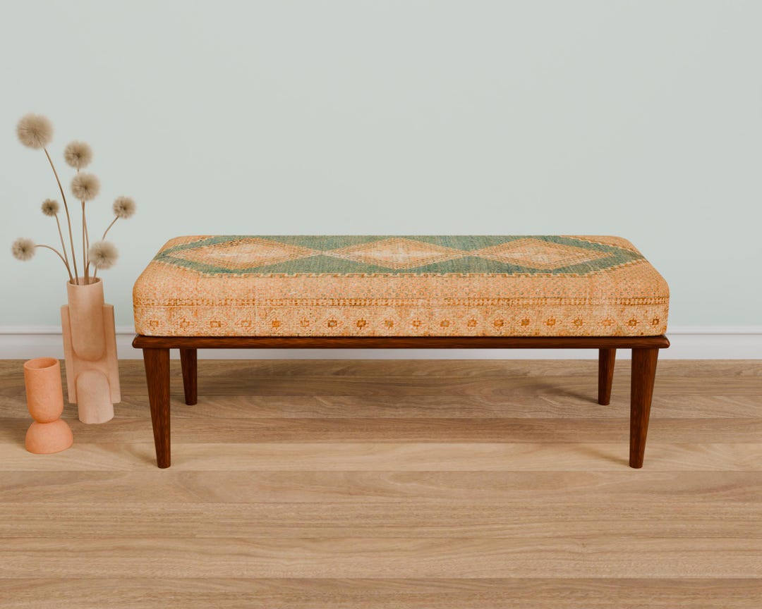 Bohemian Bench, Farmhouse Bench, Front Window Bench, Padded Seat Bench ...