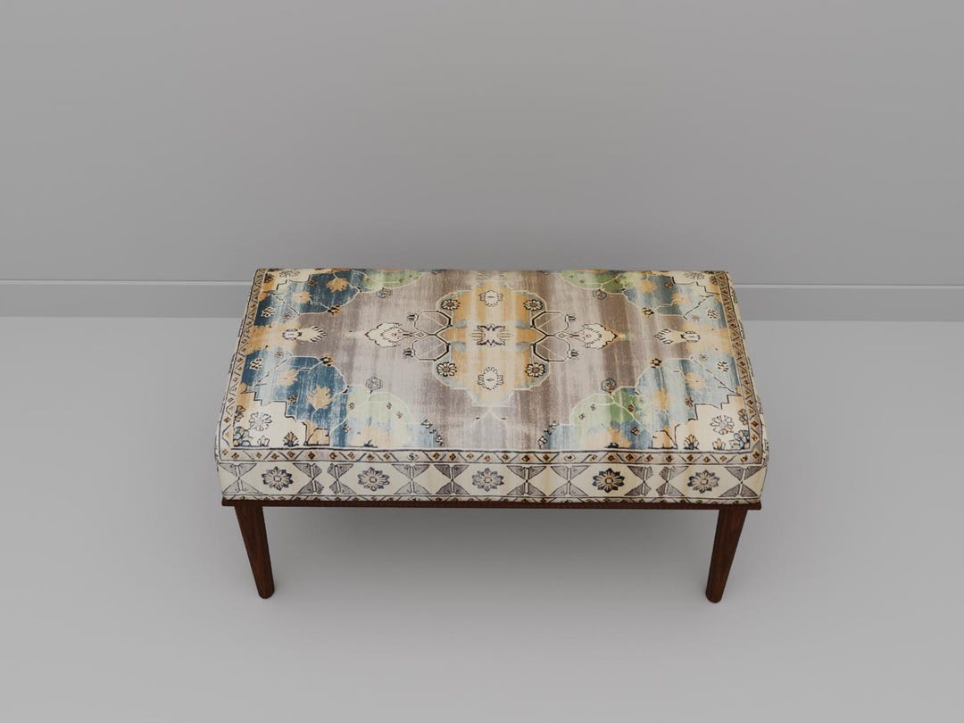 Ottoman Bench, Entrway Bench, Decorativ Bench, Unique Kilim Print Bench ...