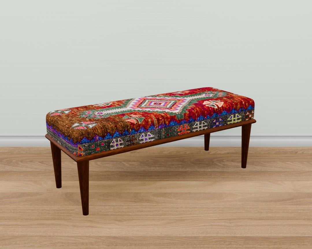 Functional Ottoman Bench, Mid-century Bench, Boho Chic Bench, Stair ...