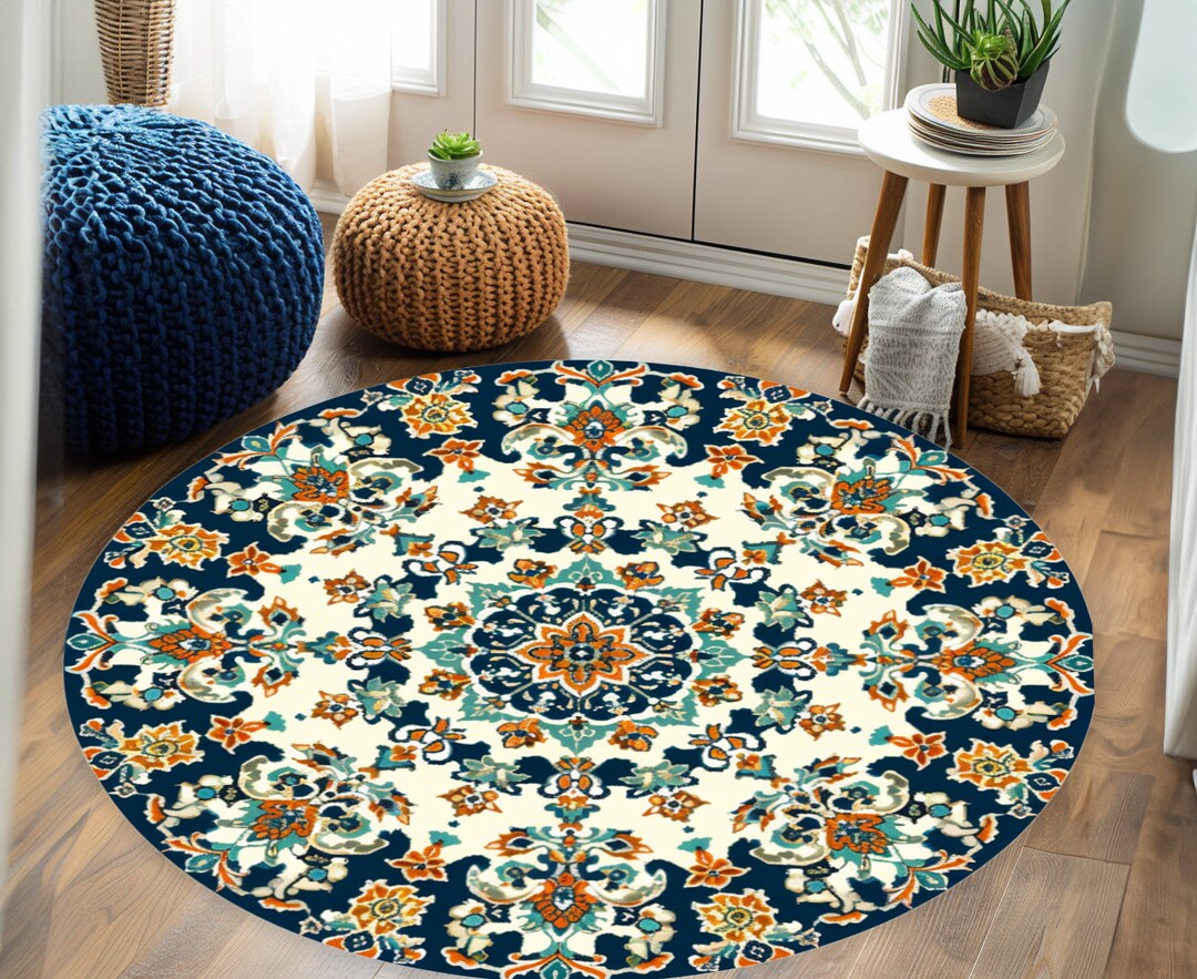 Rug With Flowers, Circular Area Rug, Bohemian Rug, Spring Vibes ...
