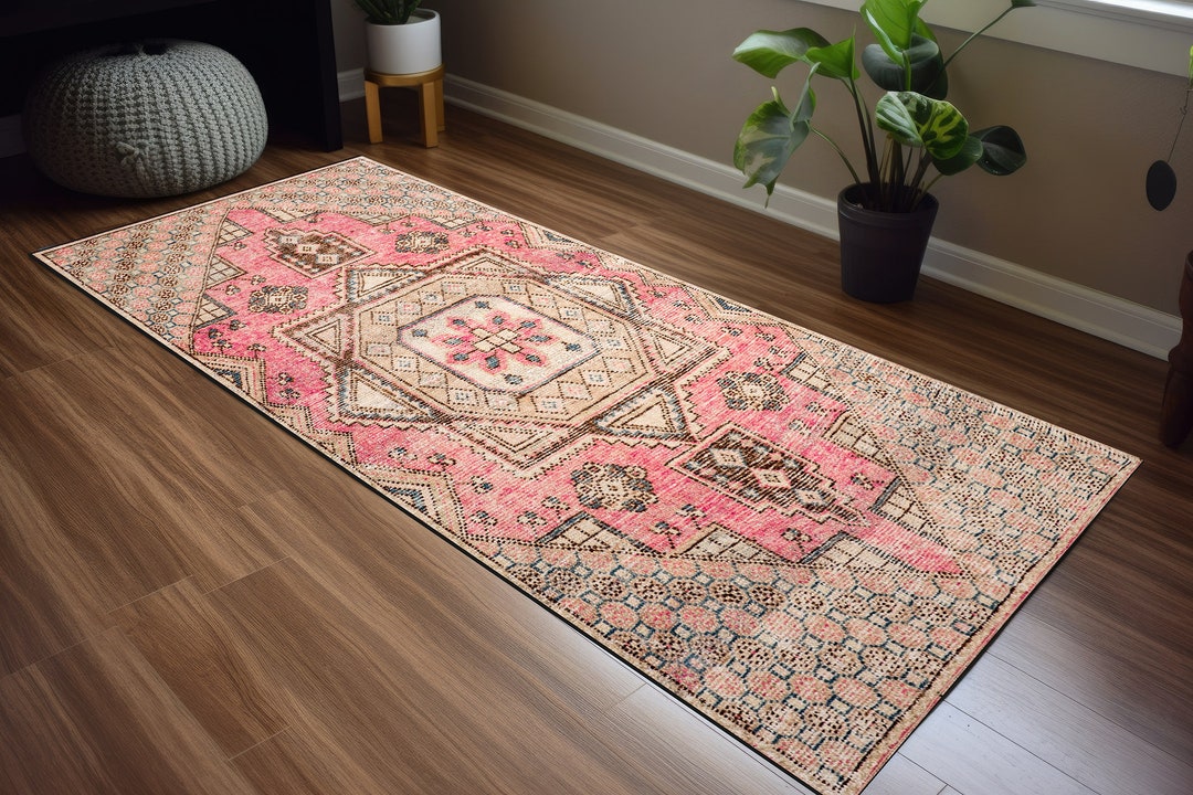 Blush Pink Print Rug, Pretty Rug, Nursery Rug, Eclectic Rug, Turkish ...