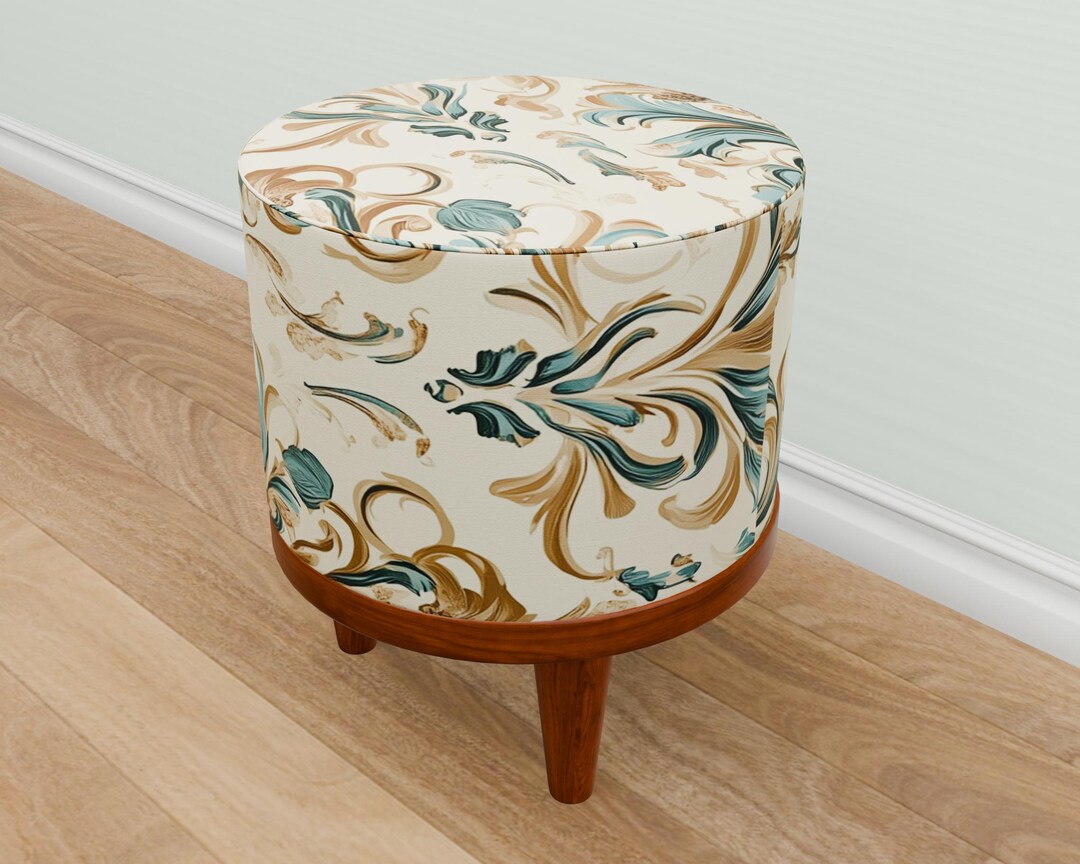 Beige Color Pouf, Glamory Footstool, Portable Footrest, Vintage Style ...