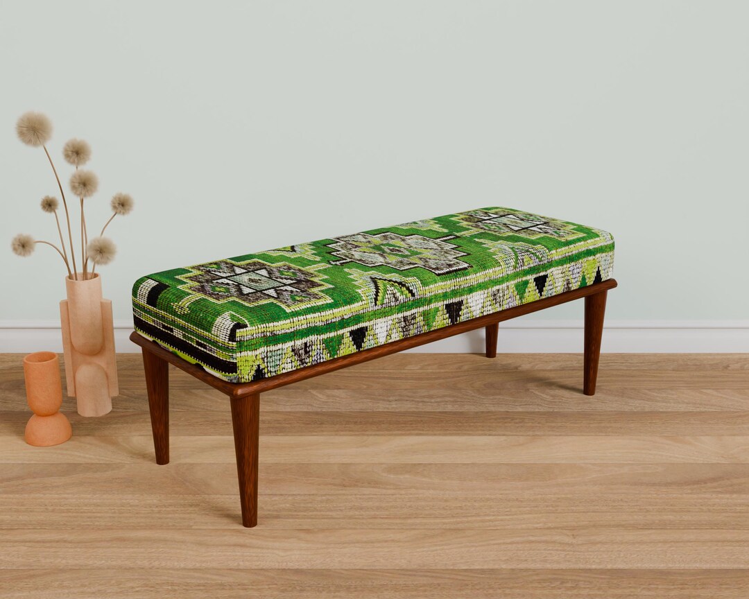 Dressing Table Bench, Green Ottoman Bench, Wooden Bench, Footstool ...