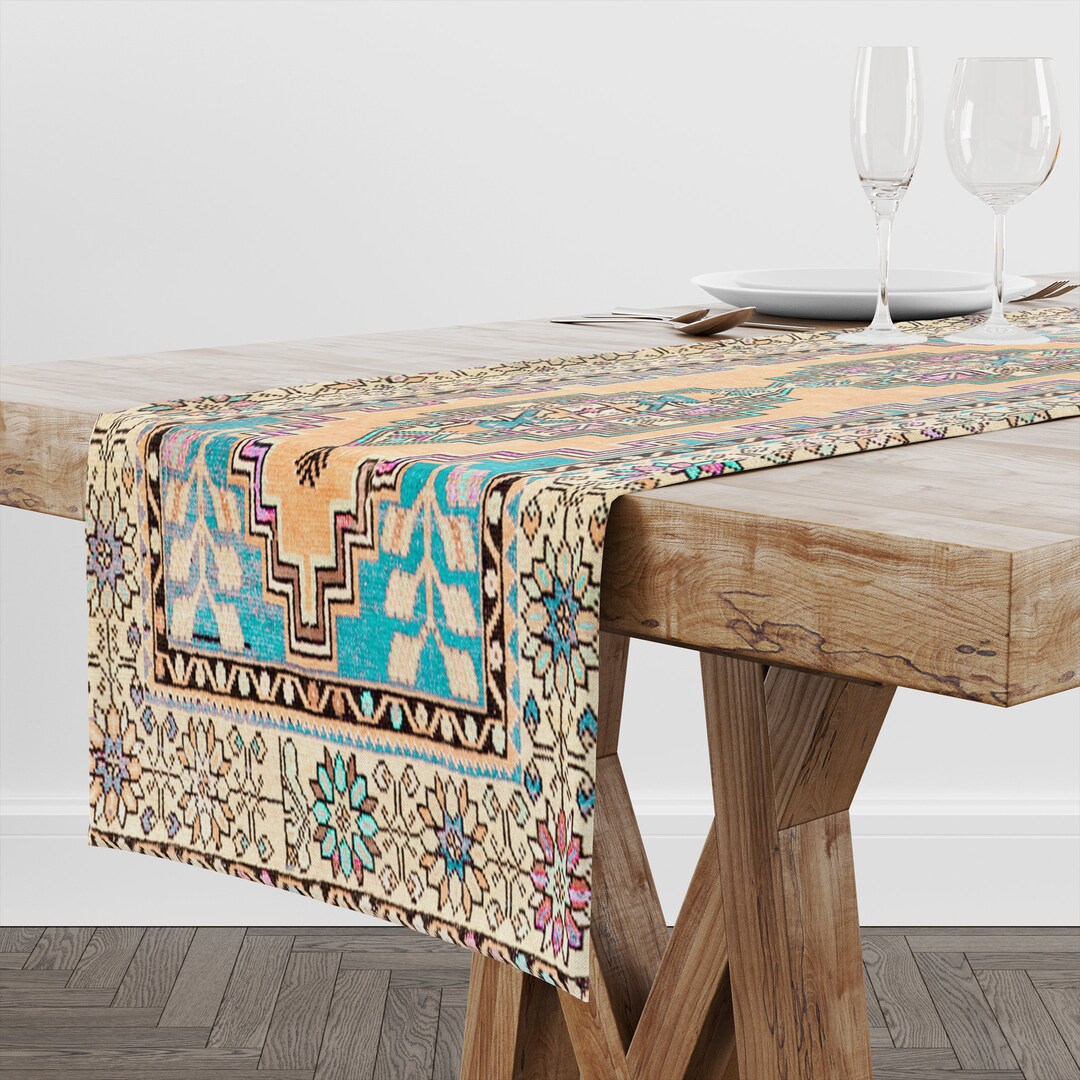Turkish Table Dressing, Botanical Table Scarf, Kitchen Table Layer ...