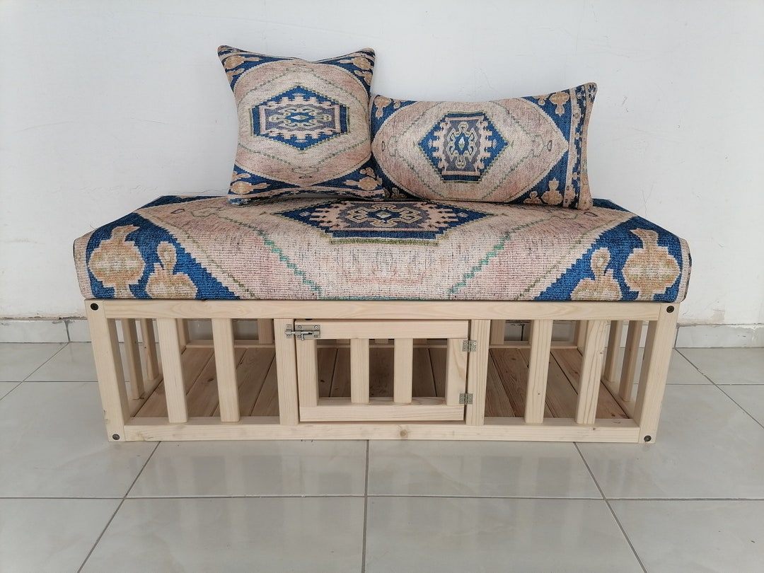 Bench With Cushion, Farmhouse Bench, Dog Cage Bench, Sitting Bench ...