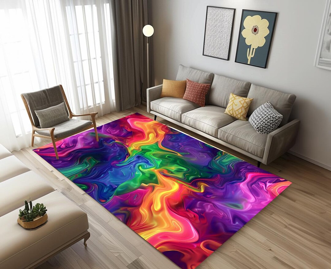 Bright Color Rug, Vivid Color Area Rug, Luxury Runner Rug, Timeless ...
