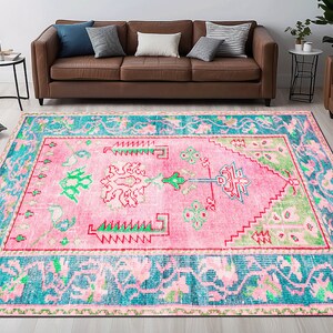 Textured Rug, Pink Blue Rug, Pretty Rug, Soft Colored Rug, Bath Mat ...