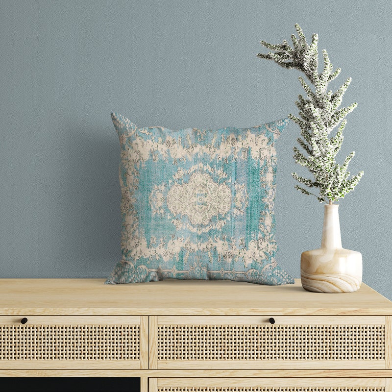 Blue Boho Pillow - Etsy