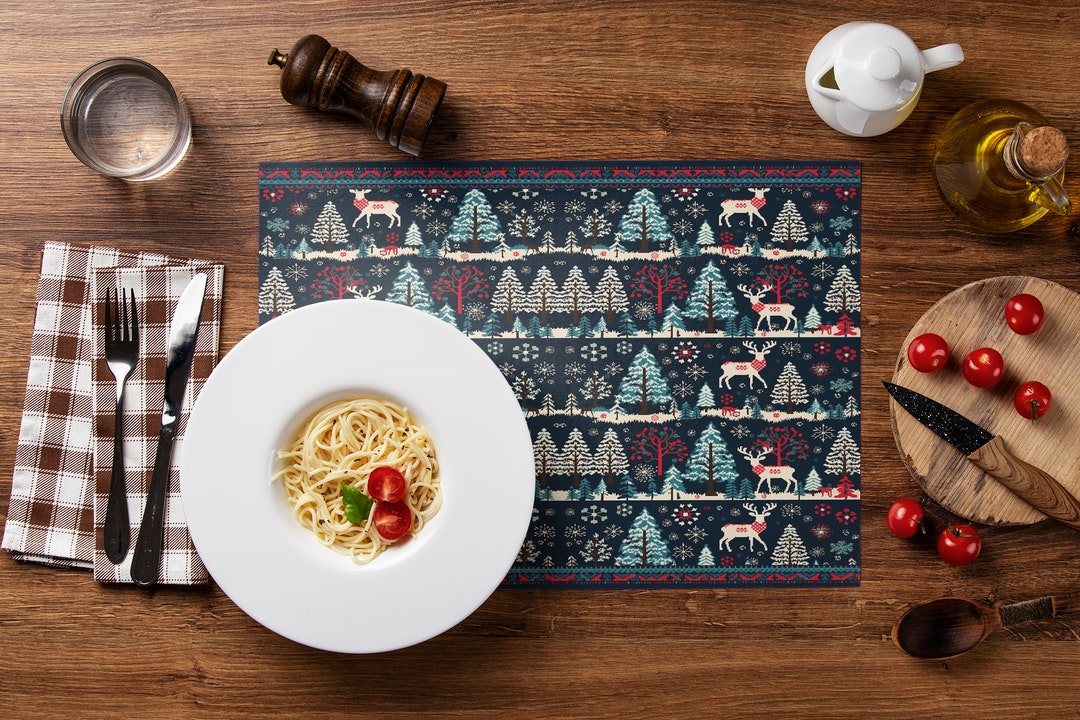 Enthusiastic Xmas Spirit Table Mats, Charming Tableware, Rustic Decor ...