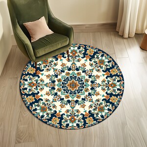 Rug With Flowers, Circular Area Rug, Bohemian Rug, Spring Vibes ...