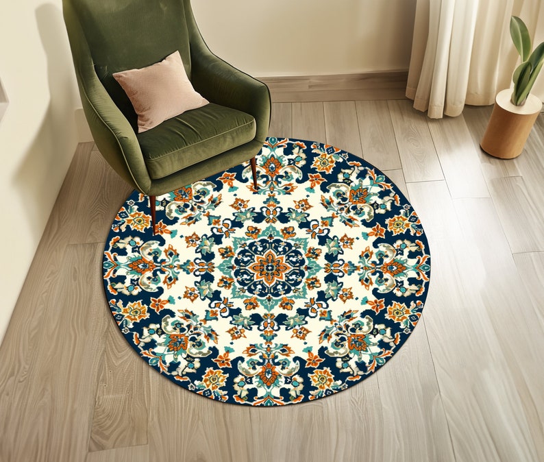 Rug With Flowers, Circular Area Rug, Bohemian Rug, Spring Vibes ...