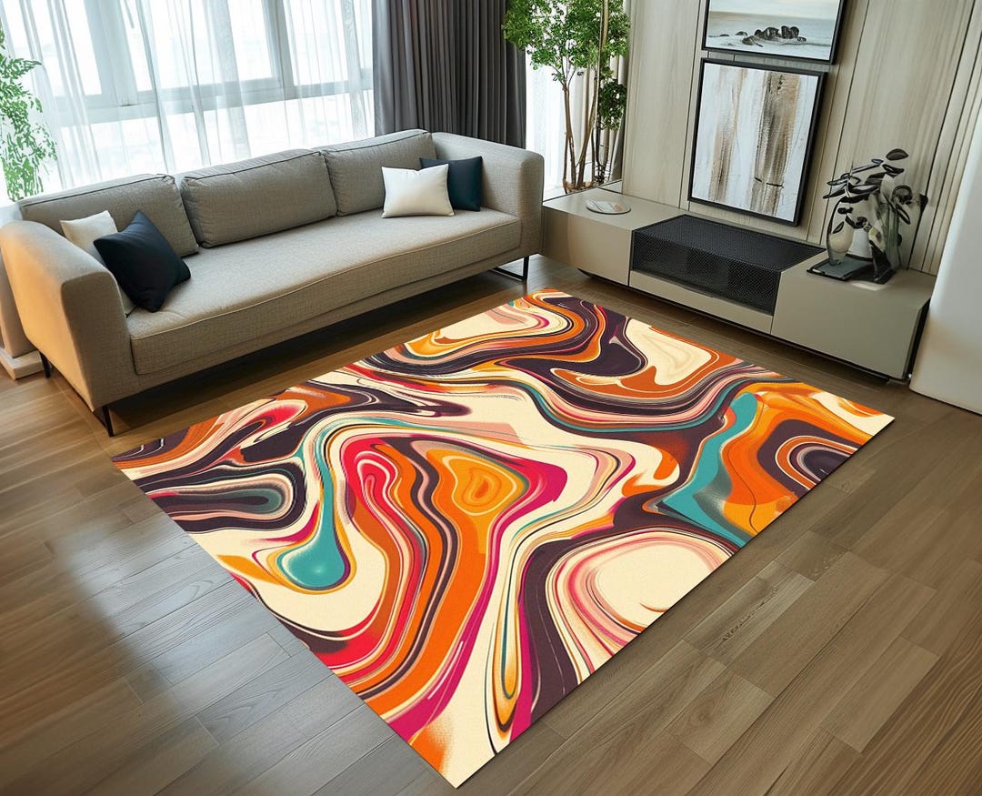 Modern Pattern Rug, Print Abstract Rug, Cozy Rug, Cool Runner Rug, Non ...