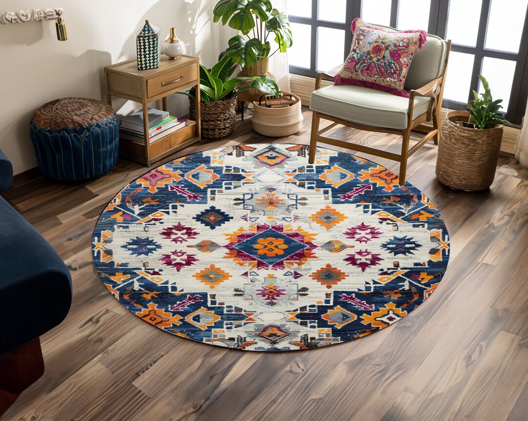 Round Shaped Rug, Nook Rug, Bed Side Rug, Meditation Rug, Ethnic Rug ...