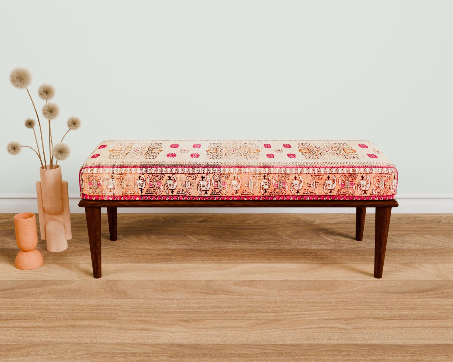 Blush Pink Color Bench, Bedroom Bench, Hallway Bench, Decorative Bench ...