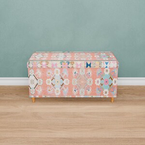 Floral Decorative Storage Ottoman, Colorful Ottoman Bench, Premium ...