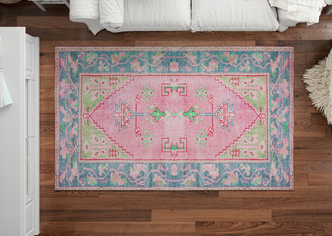 Pastel Turkish Rug, Pretty Rug, Dining Area Rug, Art Deco Rug, Nursery ...