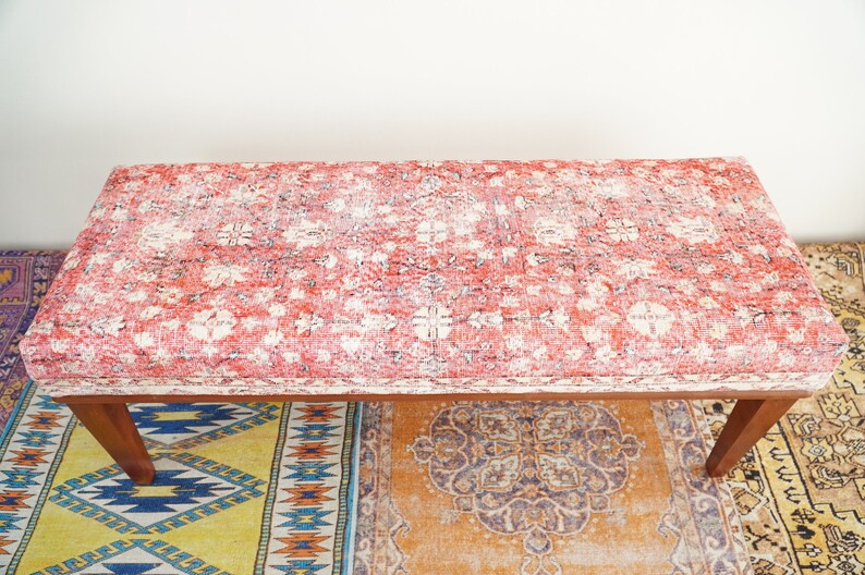 Pink Vanity Bench, Upholstered Bench, Boho Chair, Ottoman Bench ...
