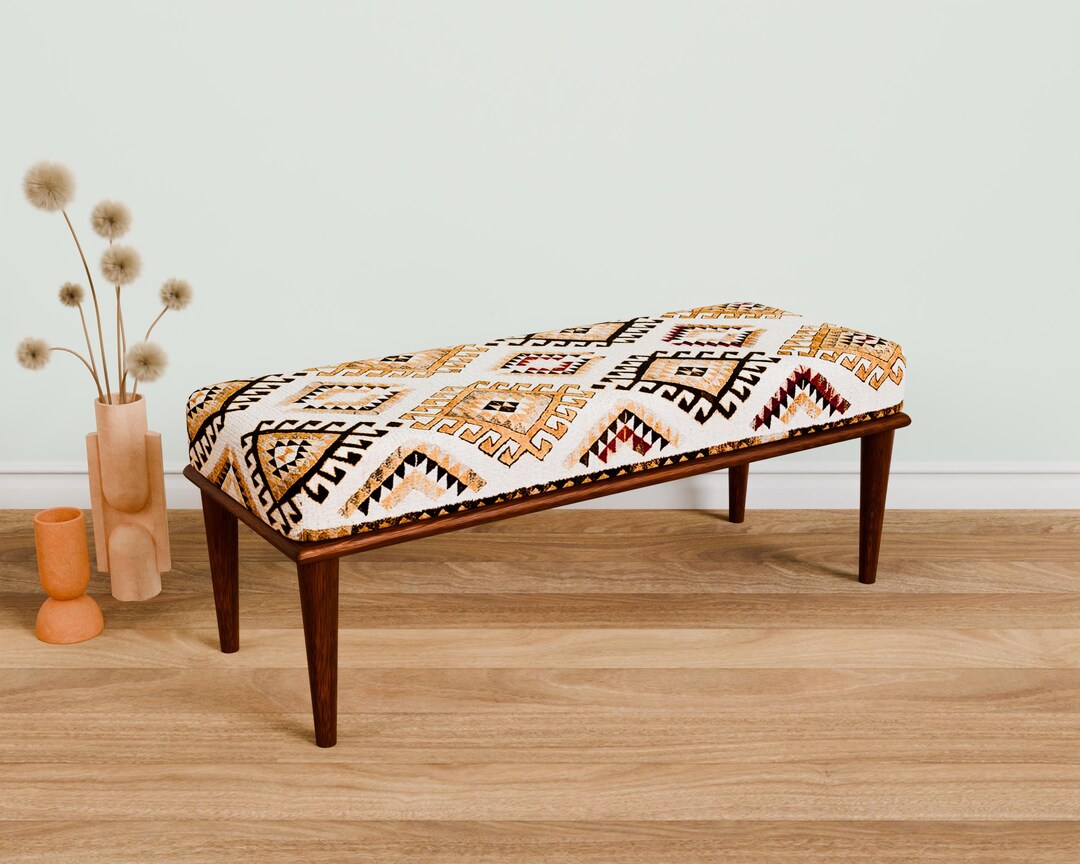 Retro Print Bench, Regular Bench, Vanity Table Bench, Handmade Bench ...