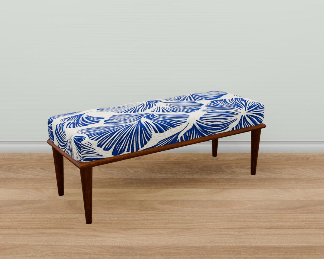 Navy Blue Bench, Modern Pattern Bench, Artistic Bench, Window Bench ...