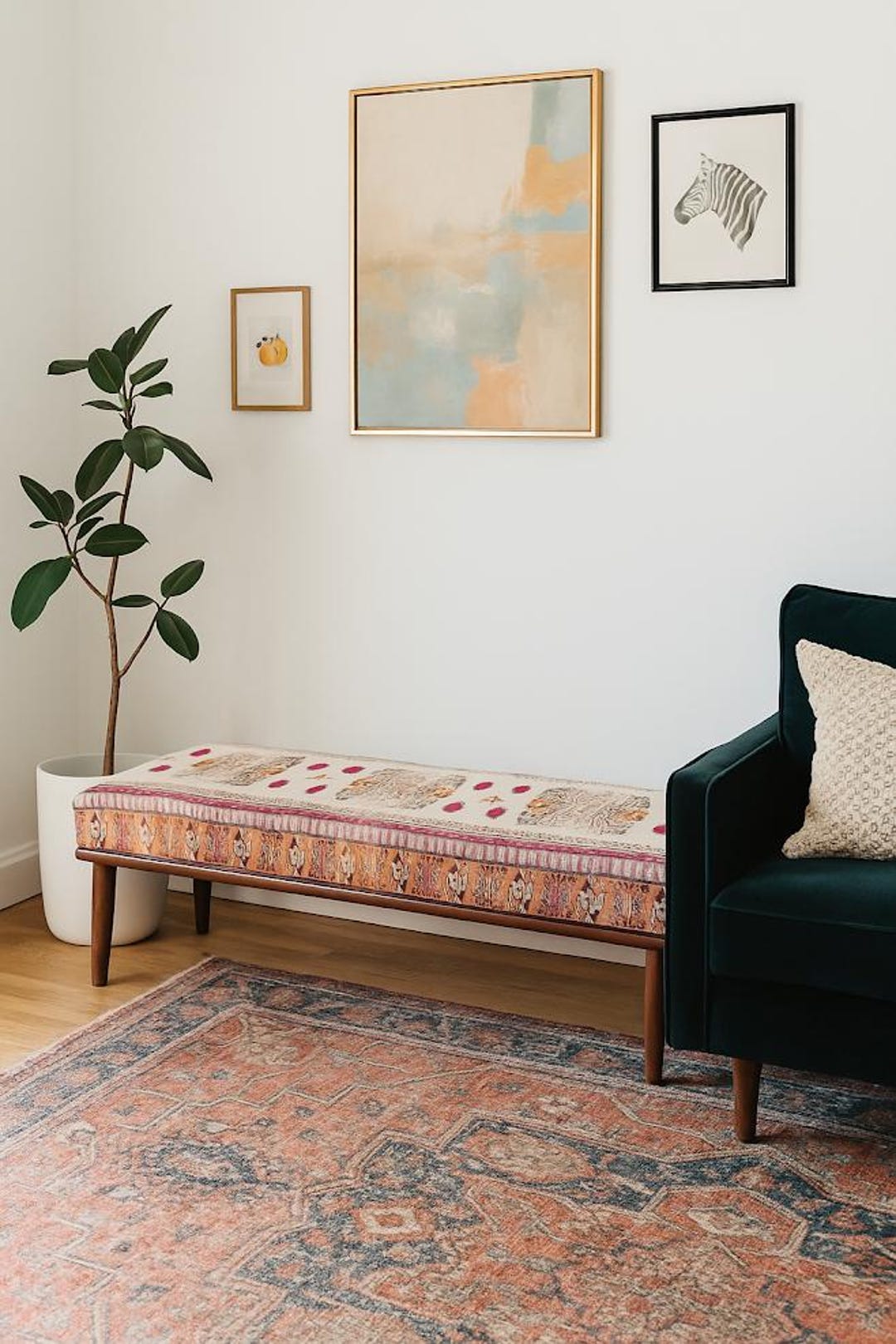 Blush Pink Color Bench, Bedroom Bench, Hallway Bench, Decorative Bench ...