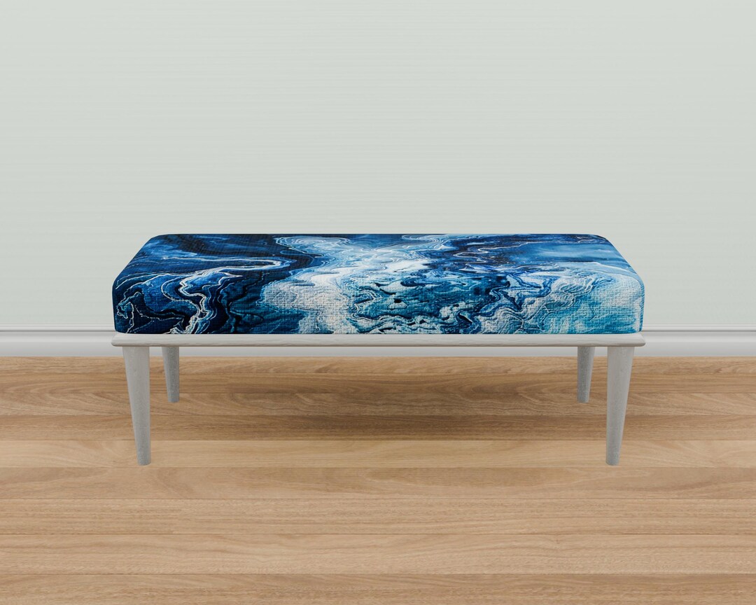 Ottoman Bench, Navy Blue Bench, Front Window Bench, Unique Design Bench ...