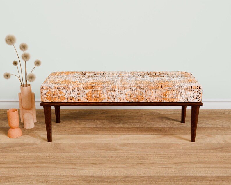 Orange Design Bench, Retro Bench, Farmhouse Bench, Livingroom Bench ...
