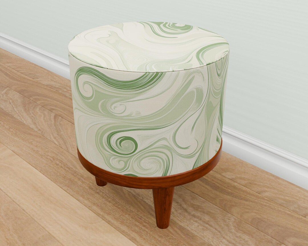 Simple Design Pouf, Green Footstool, High End Furniture, Elegant Round ...