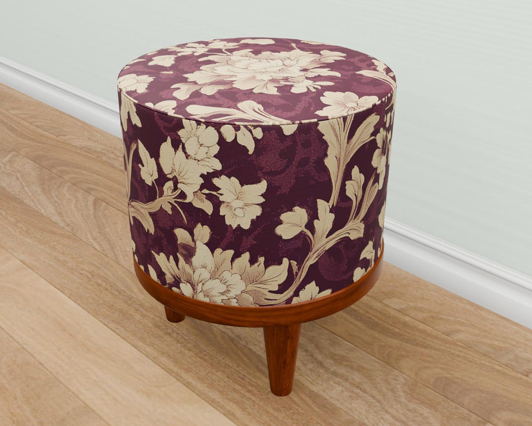 Purple Footstool, Vintage Style Pouf, Boho Footrest, Handmade Furniture ...
