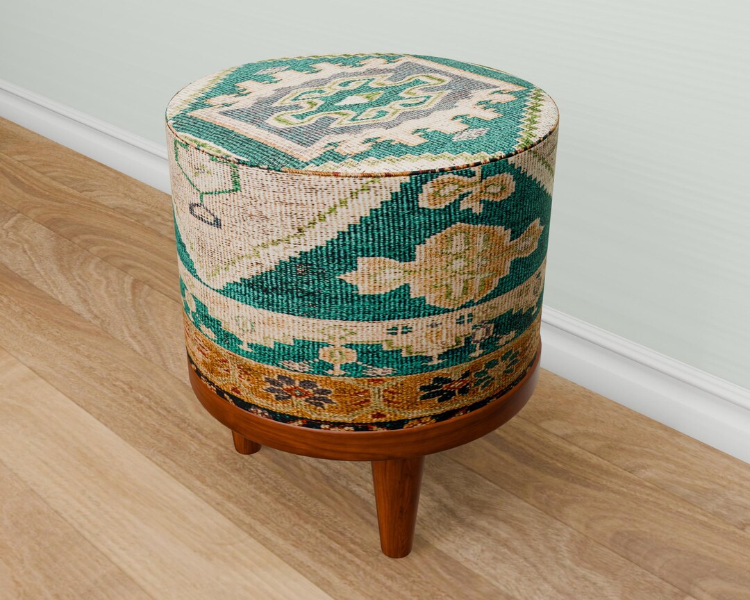 Greenery Footrest, Retro Pouf Stool, Classic Round Bench, Stylish Piano ...