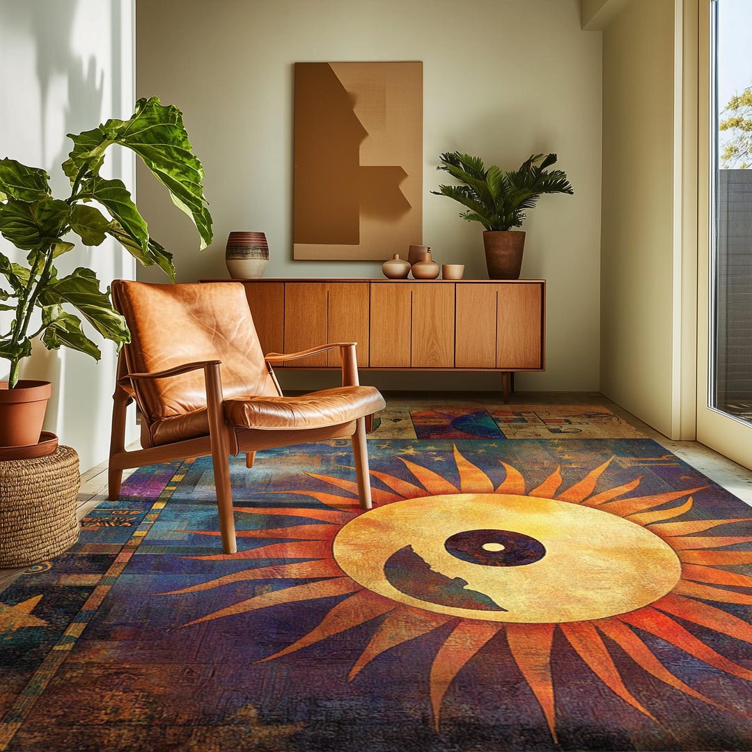 Historical Rug, Ancient Egyptian Rug, Ornate Rug, Sunrise Rug ...