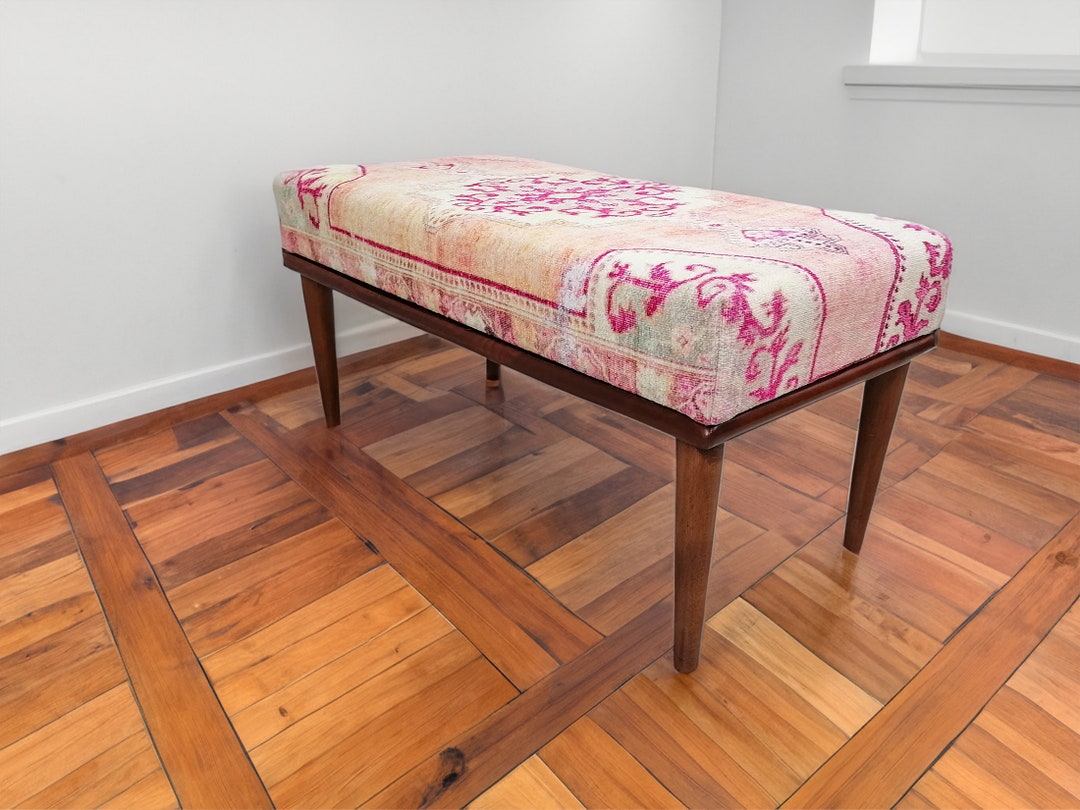 Linen Fabric Bench, Bench With Resilient Sponge, Foam Padded Seat ...