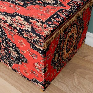 Red Storage Bench, Oriental Design Bench, Ottoman Mid Table, Bedroom ...