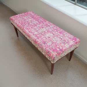Ottoman Bench, Pink Entry Bench, Bedroom Floral Seat, Multifunctional ...