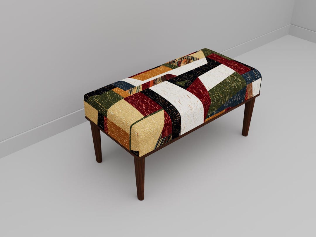 Geometric Design Seat, Gothic Footstool, Dark Color Bench, Foyer Hall ...